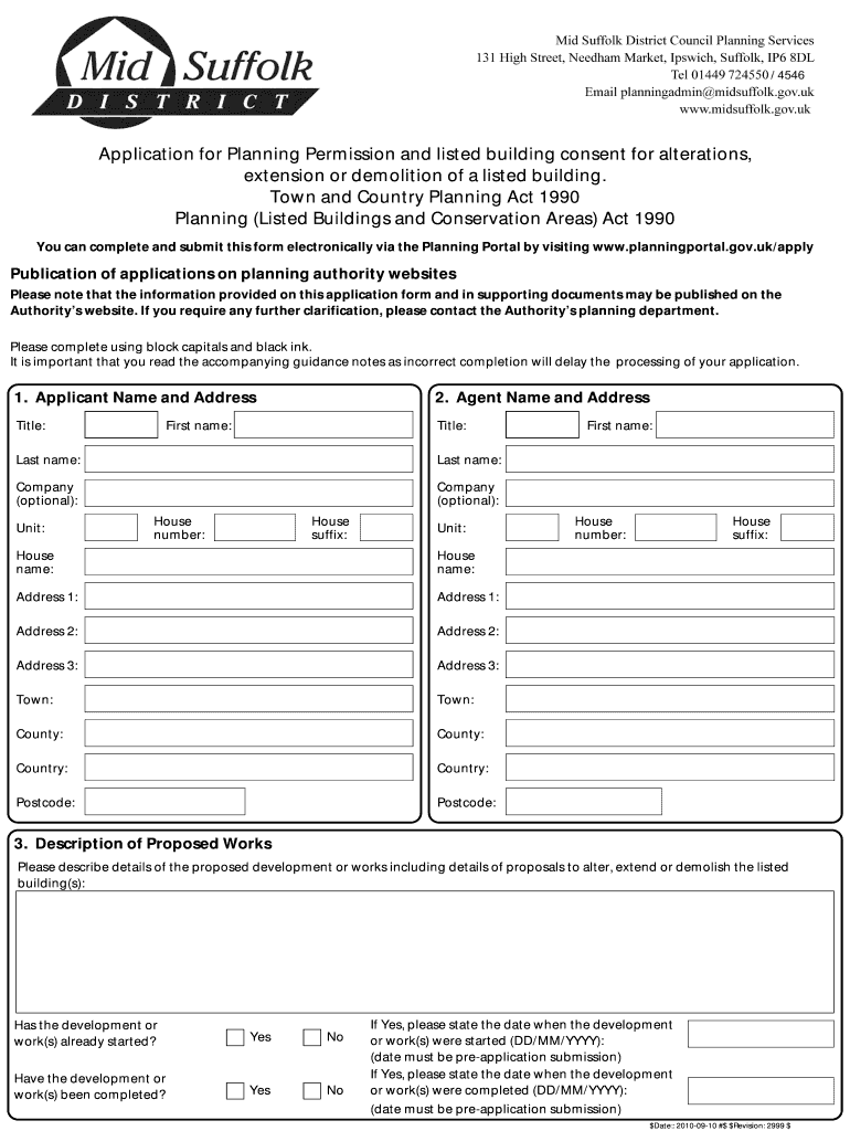 Fillable Online midsuffolk gov Application for Planning Permission and ...