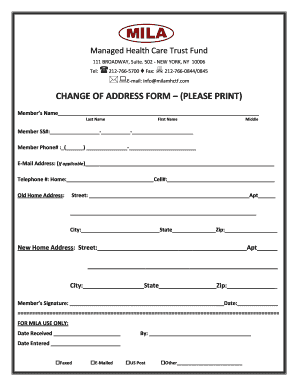 Fillable Online CHANGE OF ADDRESS FORM (PLEASE PRINT) Fax Email Print ...
