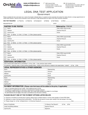 Fillable Online LEGAL DNA TEST APPLICATION Government - Mission Fax ...