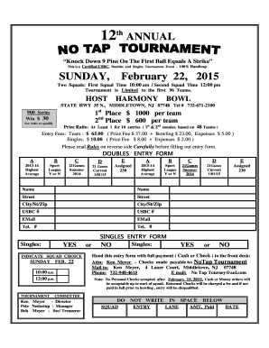 Fillable Online 12th ANNUAL NoTap Entry Form - Monmouth County USBC ...