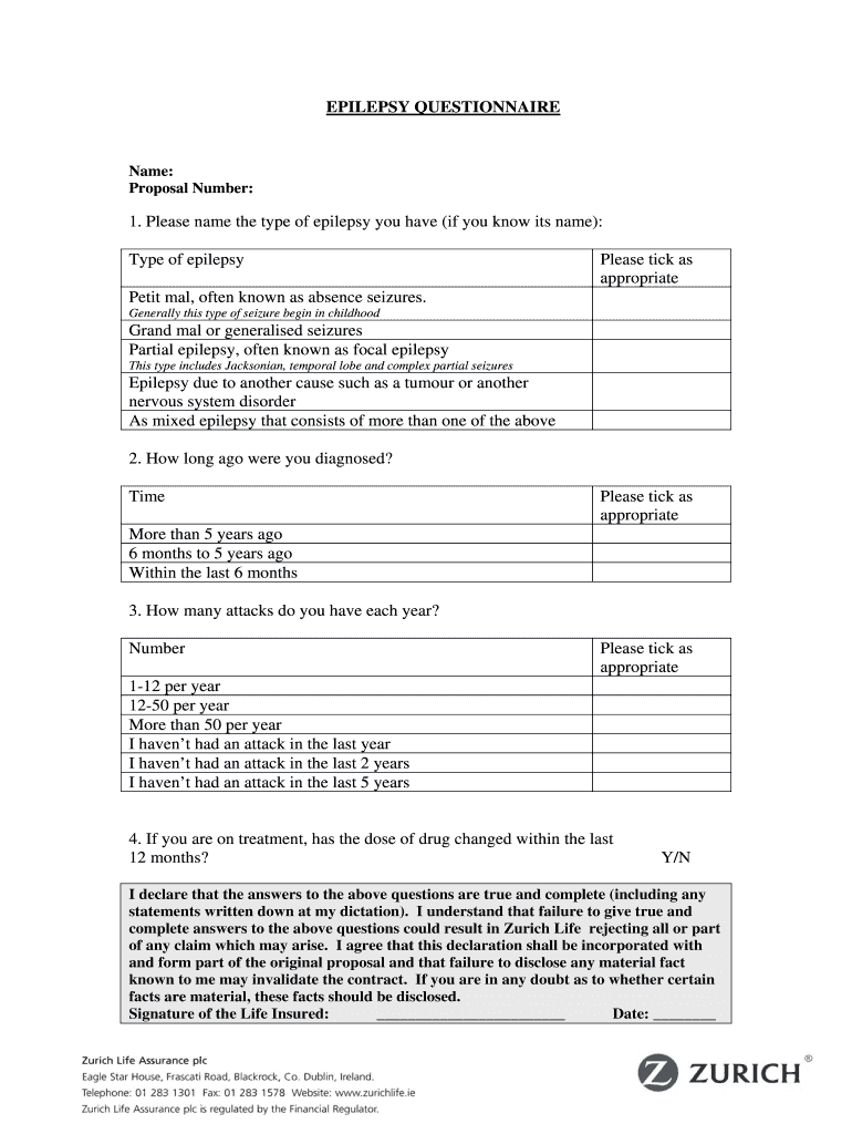 Fillable Online Please name the type of epilepsy you have (if you know its name) Fax Email Print ...