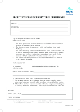 Fillable Online ARCHITECTS / ENGINEERS INTERIM CERTIFICATE CLIENT ...