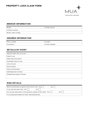 Fillable Online forms mua co PROPERTY LOSS CLAIM FORM Fax Email Print ...