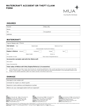 Fillable Online forms mua co WATERCRAFT ACCIDENT OR THEFT CLAIM FORM ...