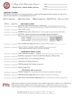 Fillable Online mvsktc This checklist is provided in your Admissions ...