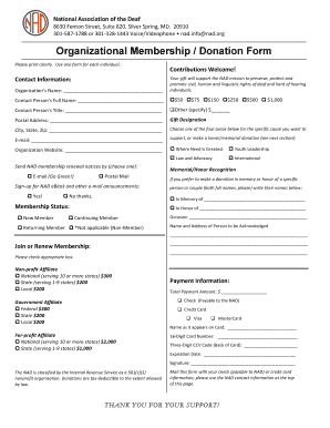 Fillable Online nad Organizational Membership / Donation Form Fax Email Print - pdfFiller