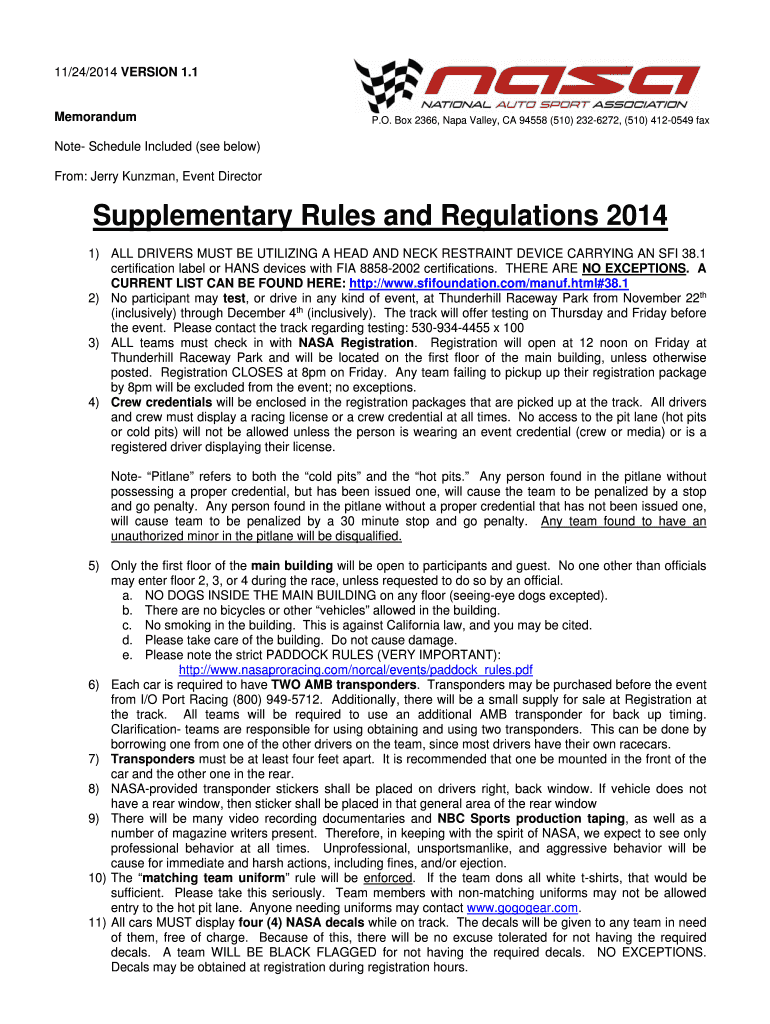 Fillable Online Supplementary Rules and Regulations 2014 Fax Email ...