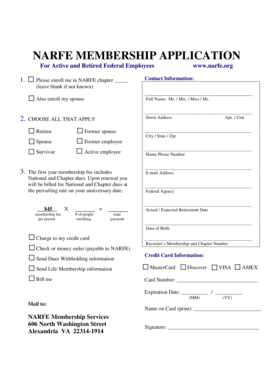 Fillable Online narfetn NARFE MEMBERSHIP APPLICATION For Active and ...