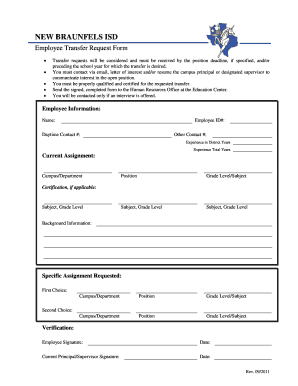 Fillable Online nbisd Employee Transfer Request Form Fax Email Print ...
