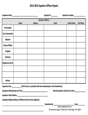 Fillable Online ndlegion 2014-2015 Sqadron Officer Report Fax Email ...
