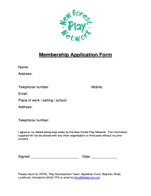 Fillable Online newforest gov Membership Application Form - New Forest ...