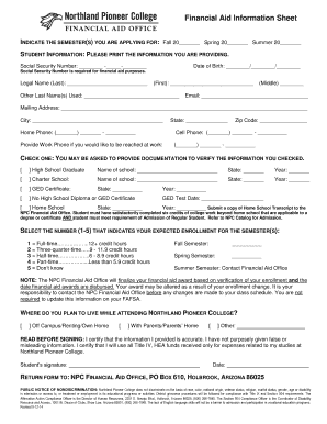 Financial Aid Information Sheet - Fill Online, Printable, Fillable ...