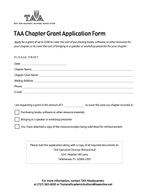 Fillable Online TAA Chapter Grant Application Form Fax Email Print ...