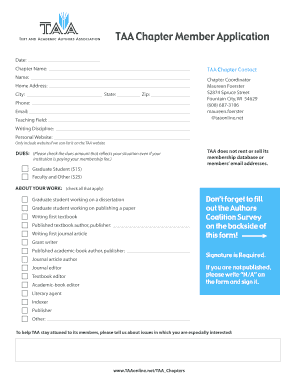 Fillable Online TAA Chapter Member Application Fax Email Print - pdfFiller