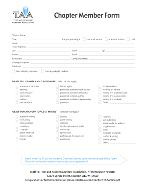 Fillable Online PDF Membership Form - Text and Academic Authors Association Fax Email Print ...