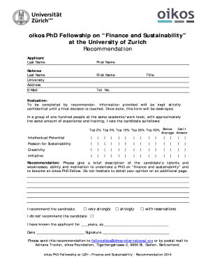 Fillable Online oikos-international To be completed by recommender ...