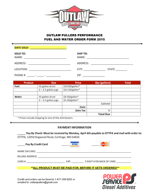 Fillable Online Outlaw Order Form Fax Email Print - pdfFiller