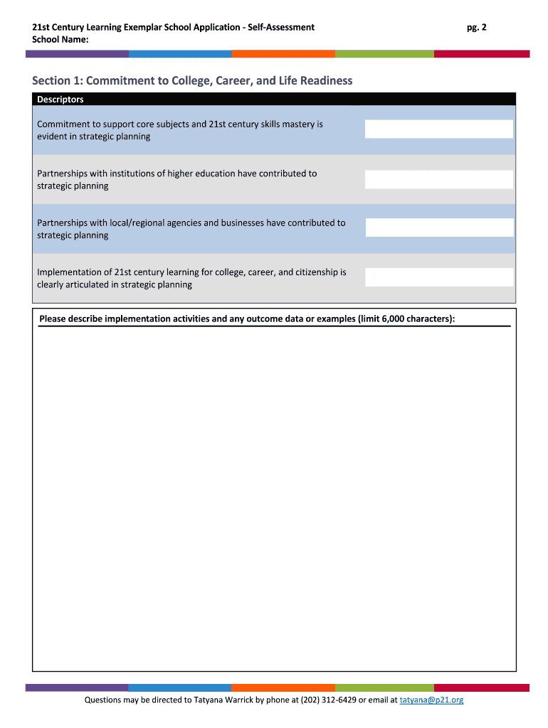 Fillable Online p21 The 21st Century Learning Exemplar Program is ...