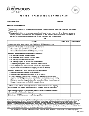 Fillable Online JCC 12 amp 15-PASSENGER VAN ACTION PLAN Fax Email Print ...