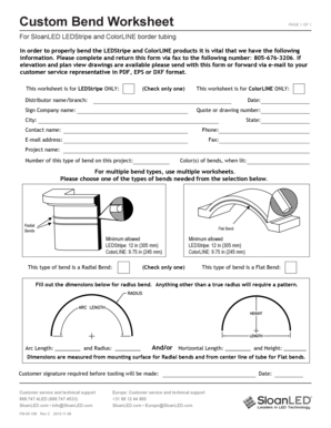 Fillable Online ColorLINE LEDStripe Custom Bend Worksheet SloanLED Fax ...