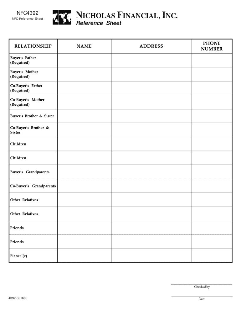 Fillable Online 4392 - Reference Sheet.pmd Fax Email Print - pdfFiller