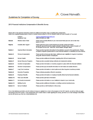 Fillable Online Guidelines for Completion of Survey - Crowe Horwath LLP ...