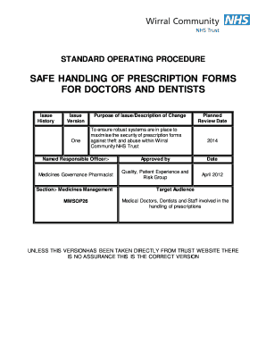 Fillable Online wirralct nhs SAFE HANDLING OF PRESCRIPTION FORMS FOR ...