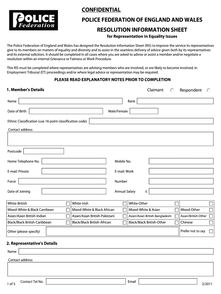 Fillable Online wypf polfed POLICE FEDERATION OF ENGLAND AND WALES ...
