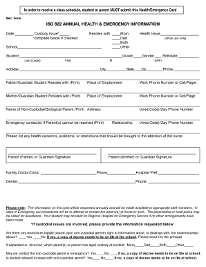 Fillable Online isd622 Health Emergency Forms - School District 622 Fax ...