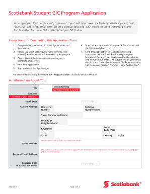 Fillable Online Scotiabank Student GIC Program Application Fax Email ...