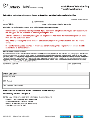 Fillable Online forms ssb gov on Adult Moose Validation Tag Transfer ...