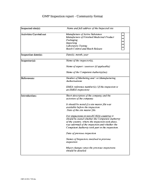 Fillable Online ec europa GMP Inspection report - Community format Fax ...