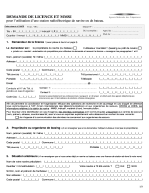 Fillable Online DEMANDE DE LICENCE ET MMSI pour lutilisation Fax Email ...