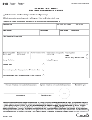 Fillable Online TESTIMONIAL OF SEA SERVICE FOR A FISHING VESSEL ...