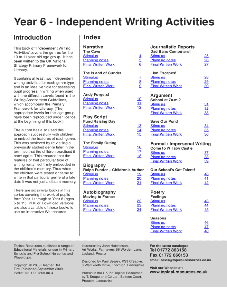 Year 6 Independent Writing Activities Pdf Fill Online Printable Year 6 Independent Writing Activities Pdf Fill Online Printable