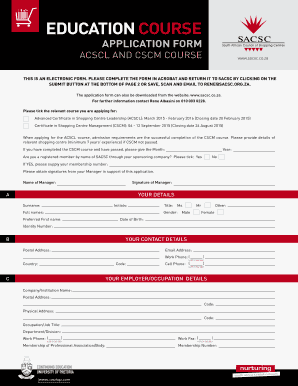 Fillable Online n EDUCATION COURSE M APPLICATION FORM E ACSCL AND CSCM ...