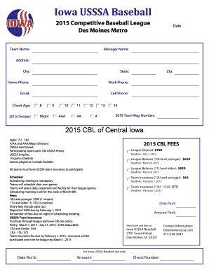 Fillable Online usssa baseball iowa form Fax Email Print - pdfFiller