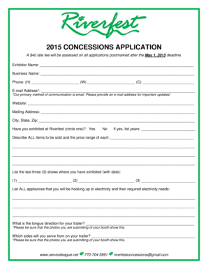 Fillable Online 2015 CONCESSIONS APPLICATION - Squarespace Fax Email ...