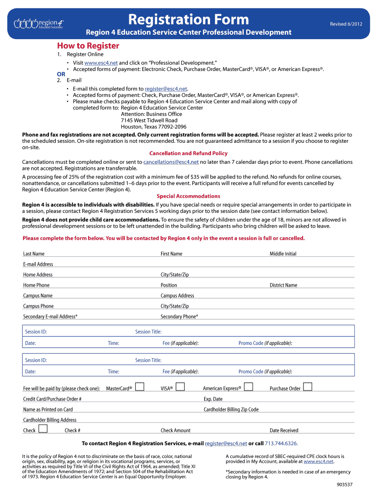 Fillable Online esc4 Revised 62012 Fax Email Print - pdfFiller