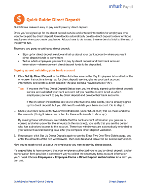 Fillable Online Quick Guide: Direct Deposit Fax Email Print - pdfFiller
