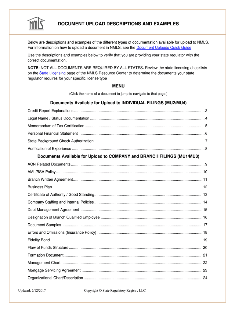 Fillable Online DOCUMENT UPLOAD DESCRIPTIONS AND EXAMPLES Fax Email ...