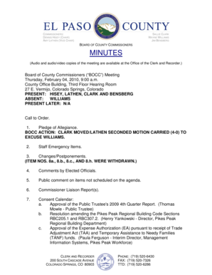 Fillable Online BOCC ACTION CLARK MOVED/LATHEN SECONDED MOTION CARRIED ...