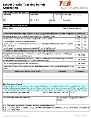 Fillable Online taspa School District Teaching Permit Application Fax ...