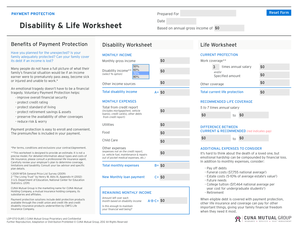 Fillable Online Disability Life Worksheet - CUNA Mutual Group Fax Email ...