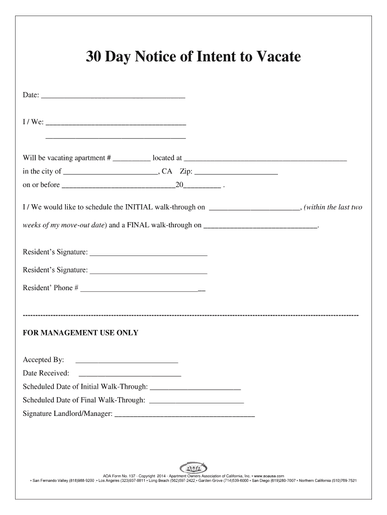Free Printable 30 Day Notice To Vacate Printable Form Templates And Letter