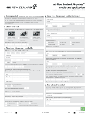 Air New Zealand Airpoints Credit Card - Fill Online, Printable ...
