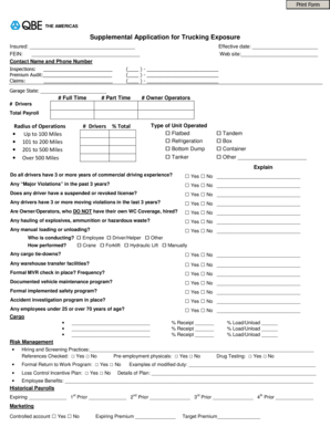 Fillable Online Supplemental Application for Trucking Exposure Fax Email Print - pdfFiller
