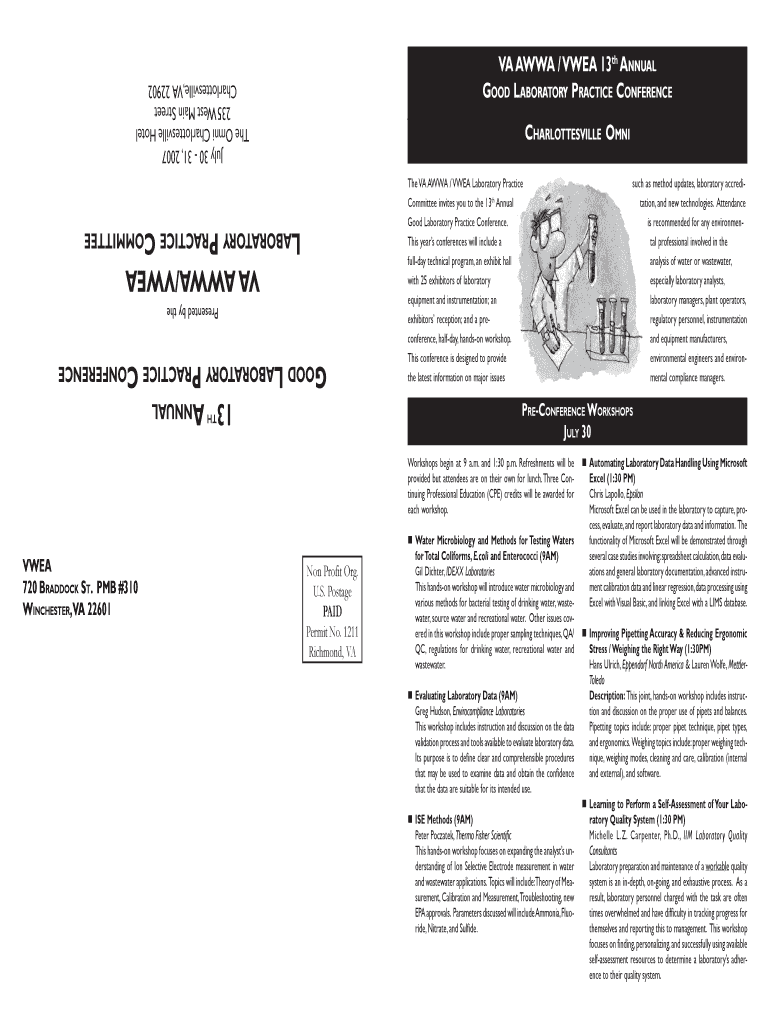 Fillable Online vaawwa GLP brochure 2005 - VA AWWA - vaawwa Fax Email ...