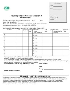 Fillable Online HUD Rental Assistance - Section 8 and Subsidized ...