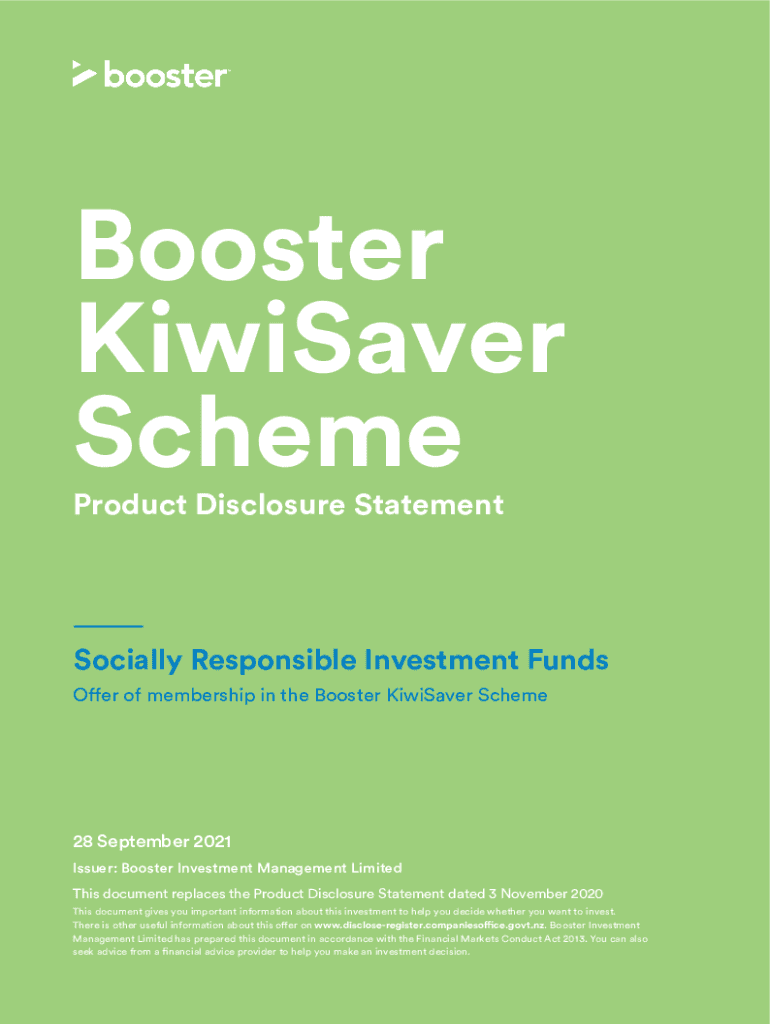 Fillable Online Booster KiwiSaver Scheme Socially Responsible Investment ... Fax Email Print ...